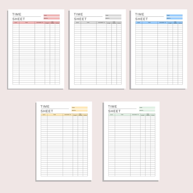 Time Log Sheet | Timesheet Tracker | Printable Task Log | Work Schedule ...