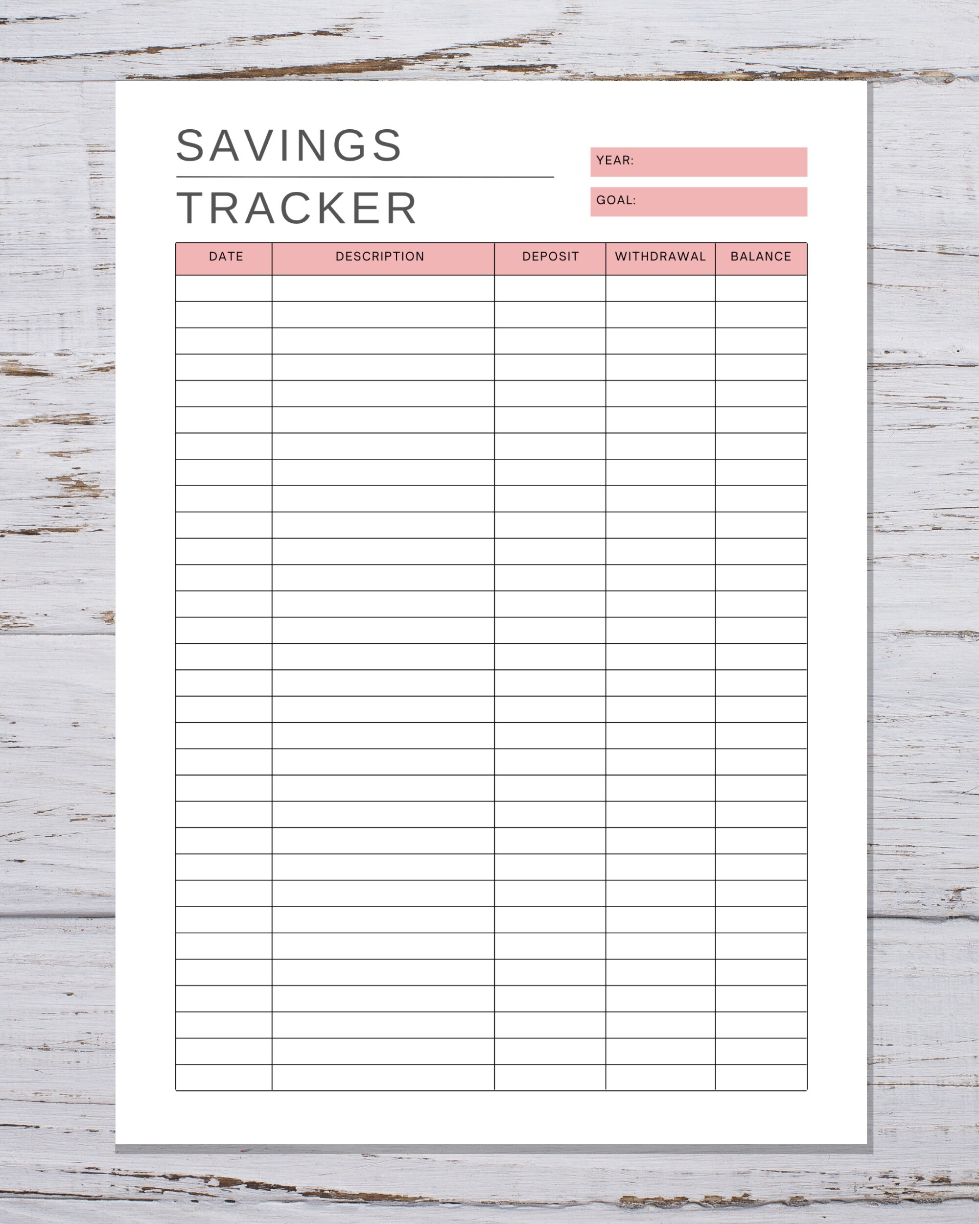 Savings Tracker Printable Savings Log Personal Savings | Etsy