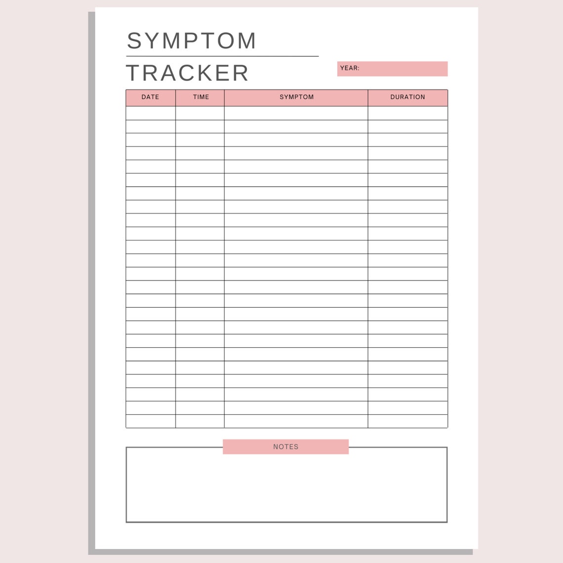 Symptom Tracker, Printable Medical Log, Wellness Tracker, Illness Track ...