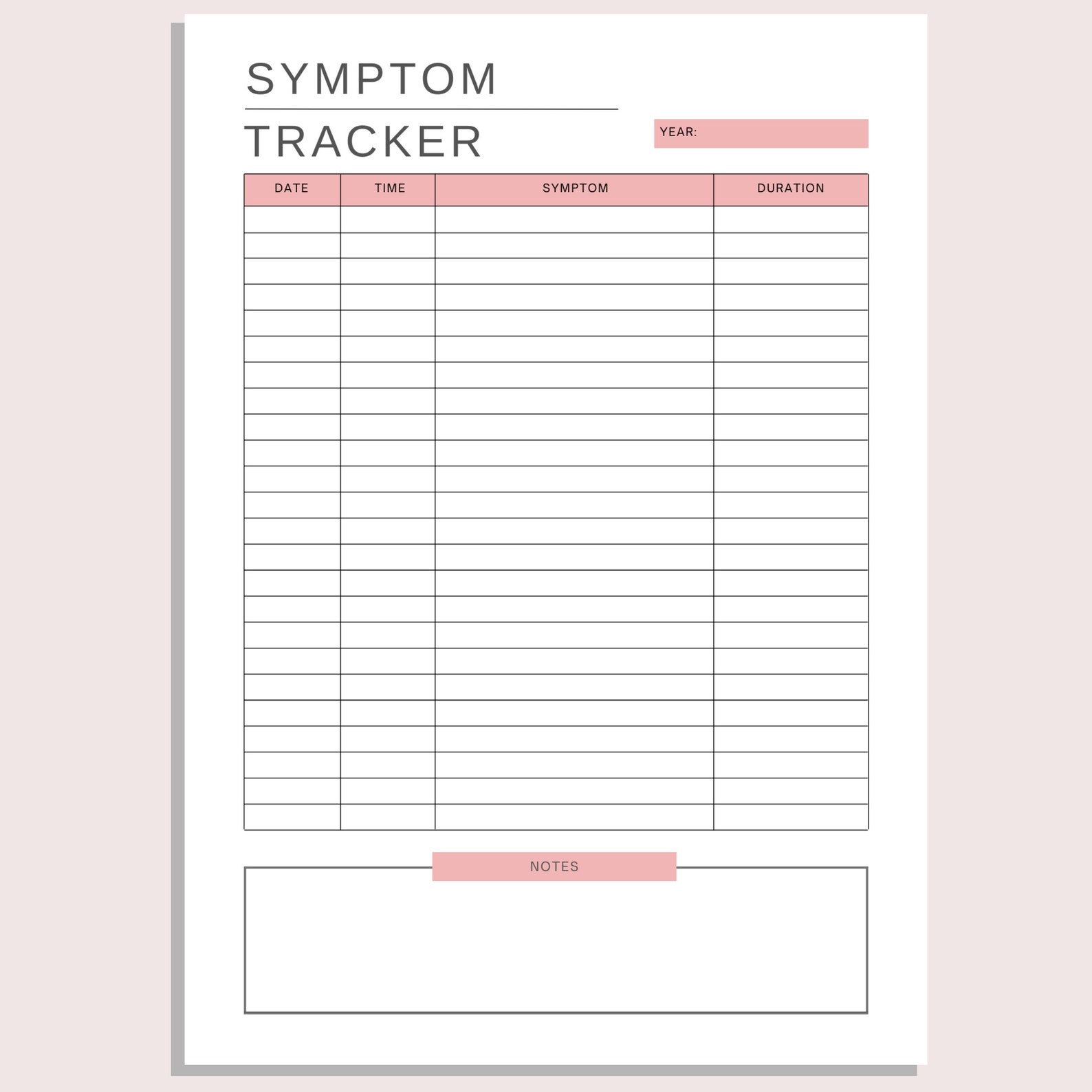 Symptom Tracker, Printable Medical Log, Wellness Tracker, Illness Track ...