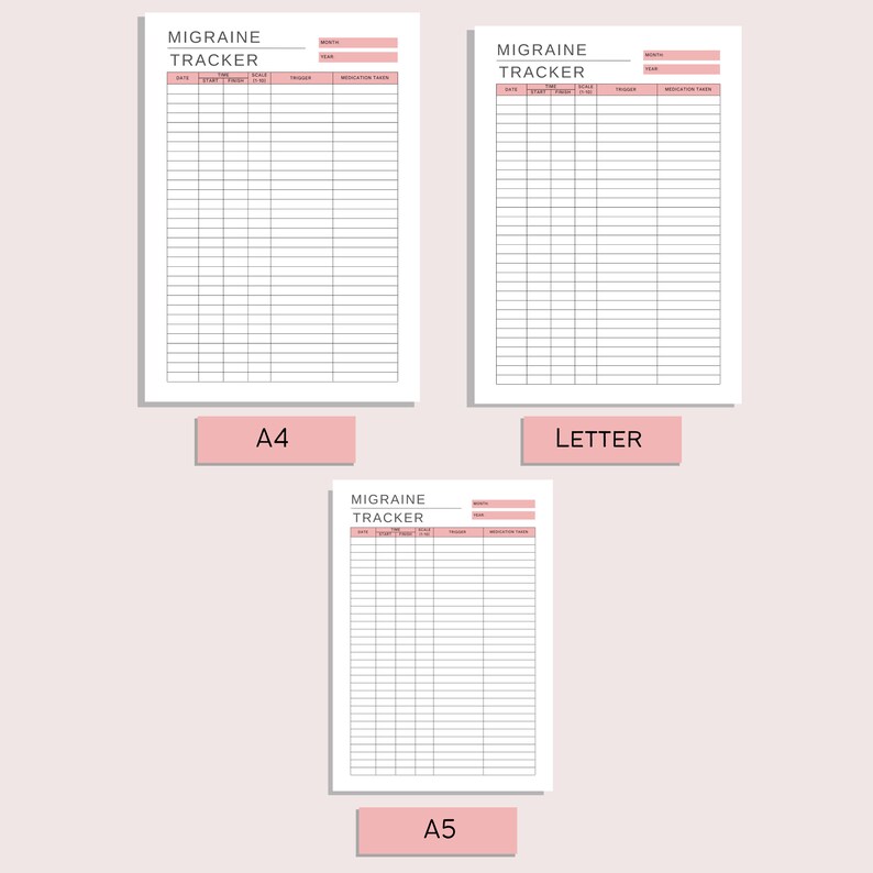 Migraine Tracker | Printable Headache Log | Health Journal | Headache ...