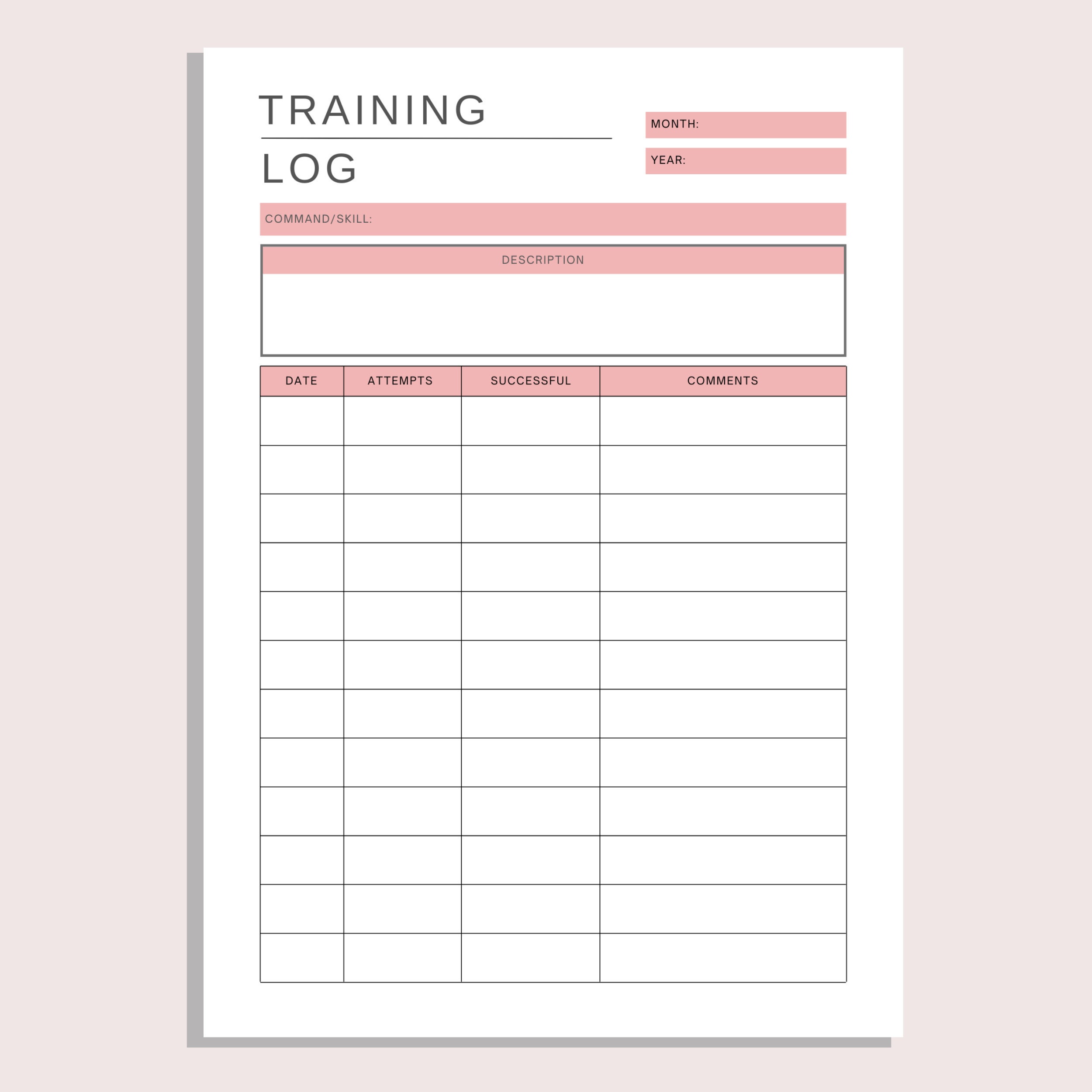 Puppy Training Log | Dog Command Training | Dog Skill Tracker ...