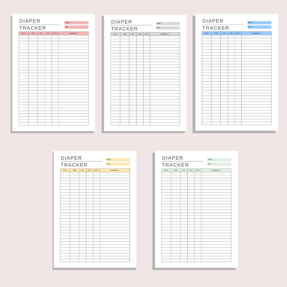 Baby Diaper Tracker | New Mom Planner | Infant Change Log | New Mom ...