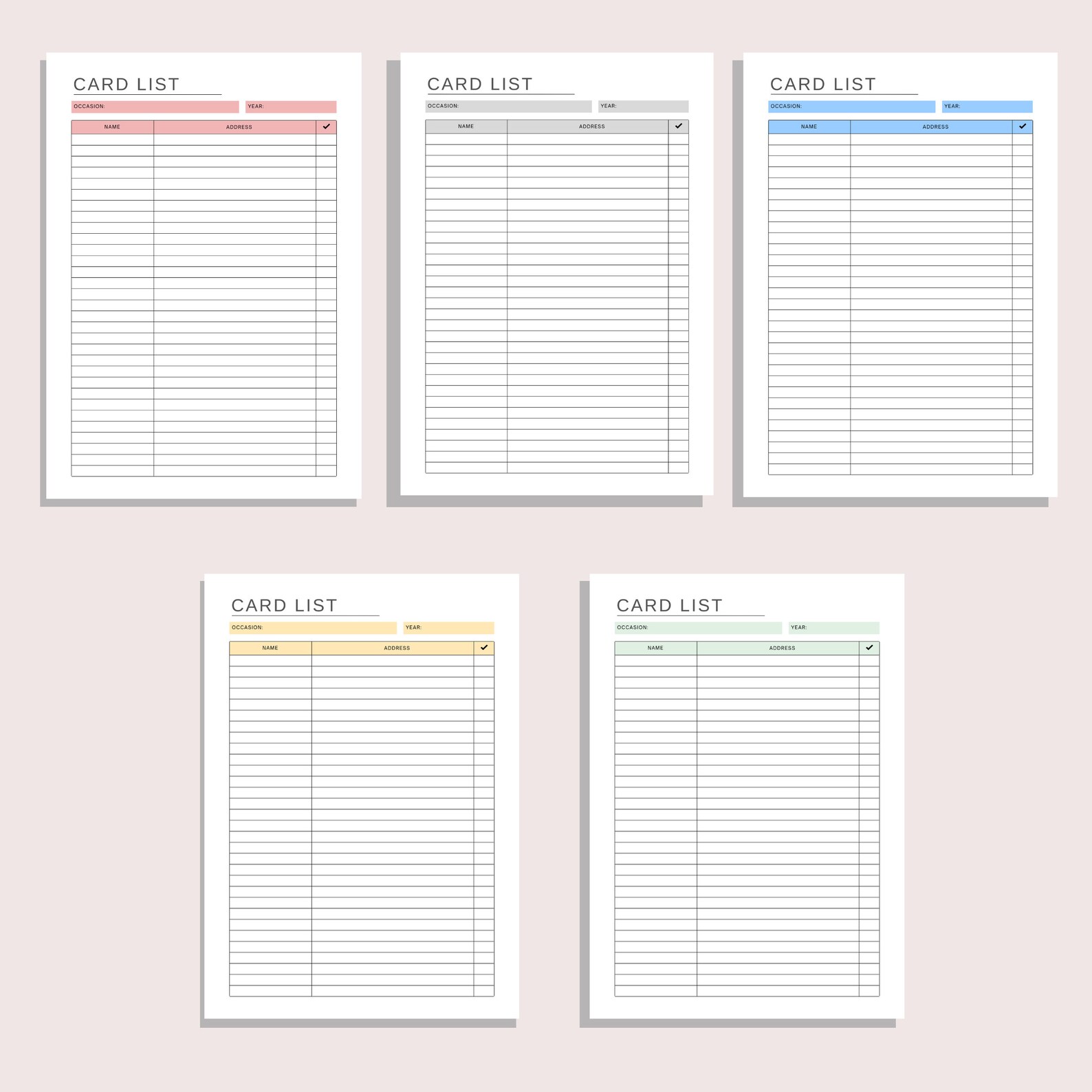 Printable Card List, Greeting Card Tracker, Birthday Thank You List ...