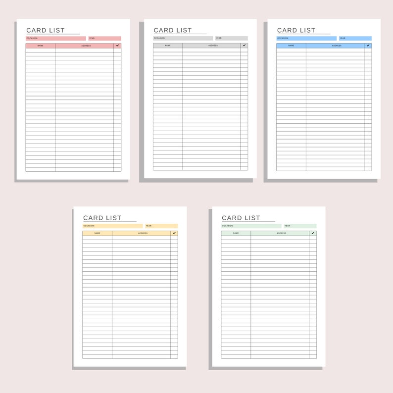 Printable Card List, Greeting Card Tracker, Birthday Thank You List ...