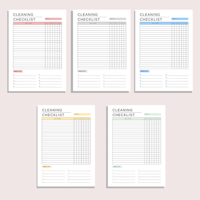 Cleaning Checklist | Printable Daily Cleaning | Weekly Schedule | Small ...