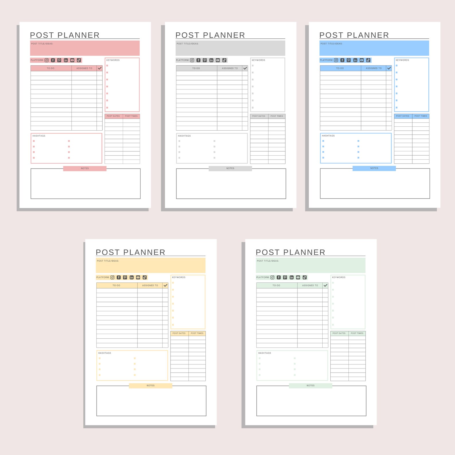 Social Media Post Planner | Social Media Planner | Weekly Content ...