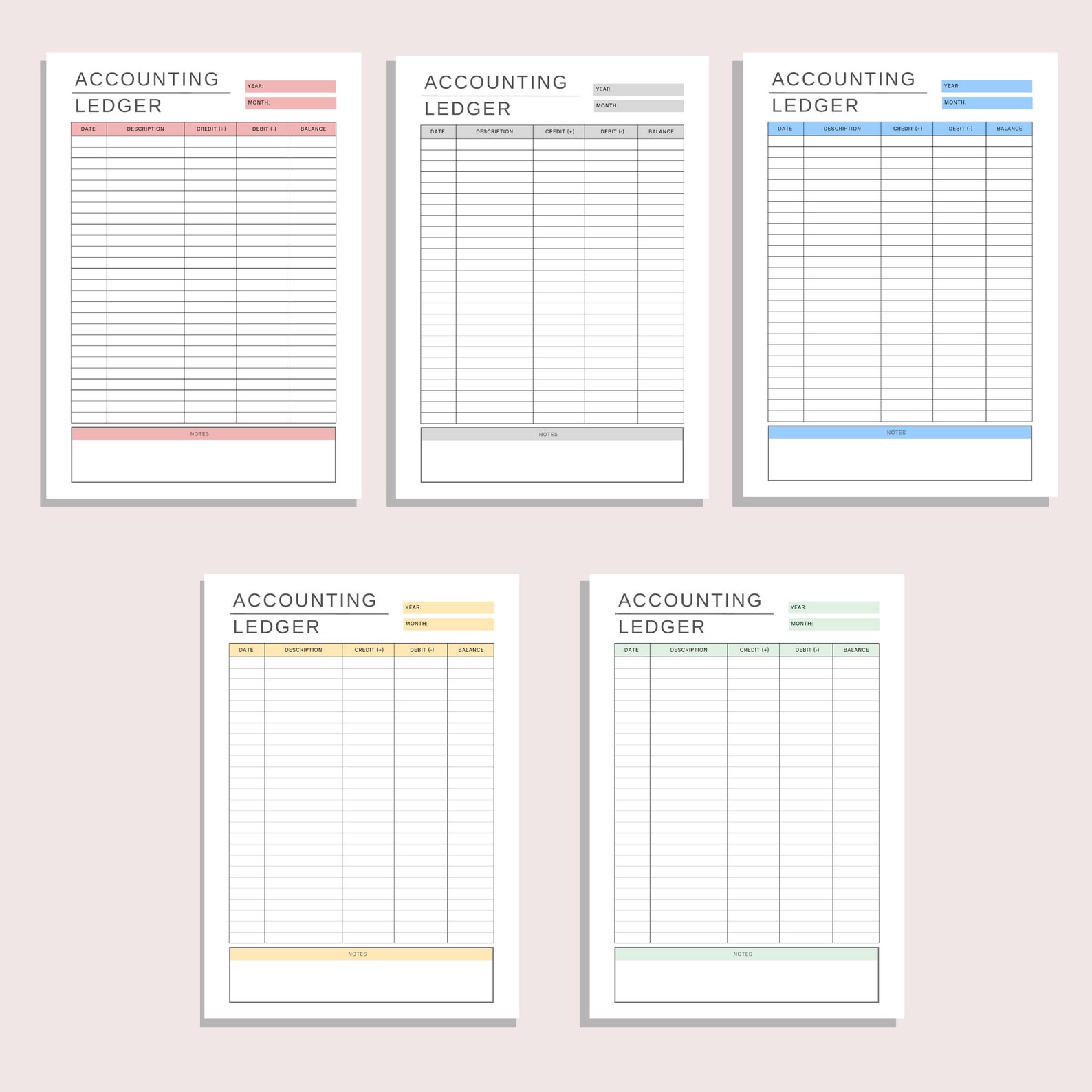 Printable Accounting Ledger | Bookkeeping Template | Small Business ...