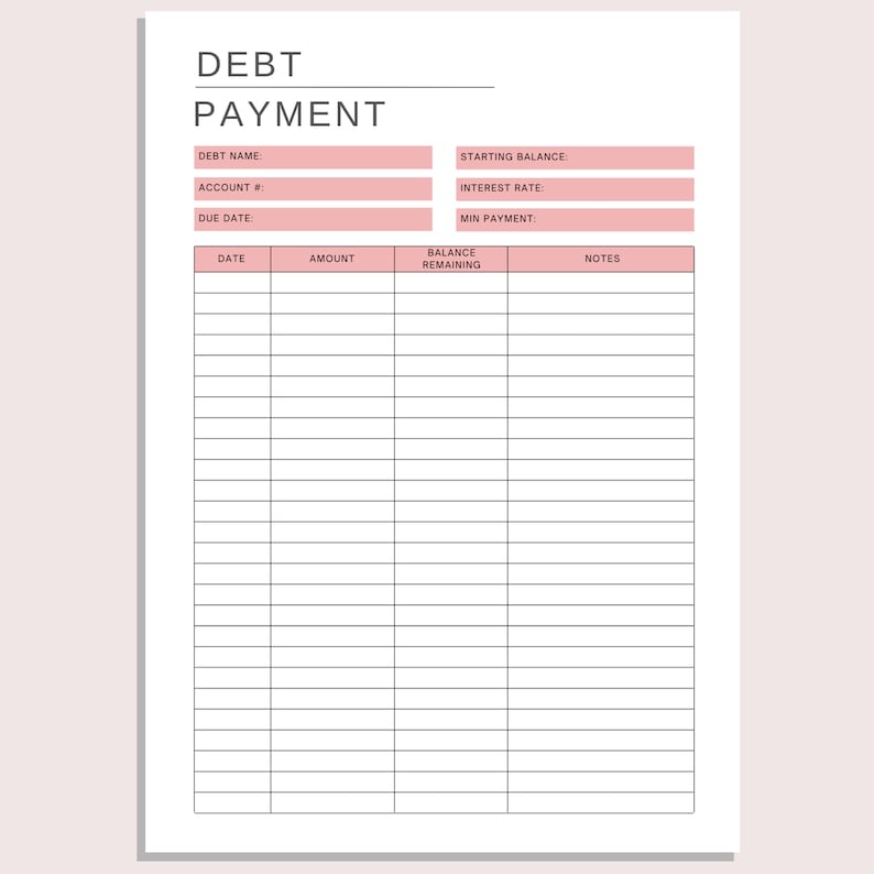 Debt Payment Tracker | Printable Debt Snowball | Financial Log PDF ...