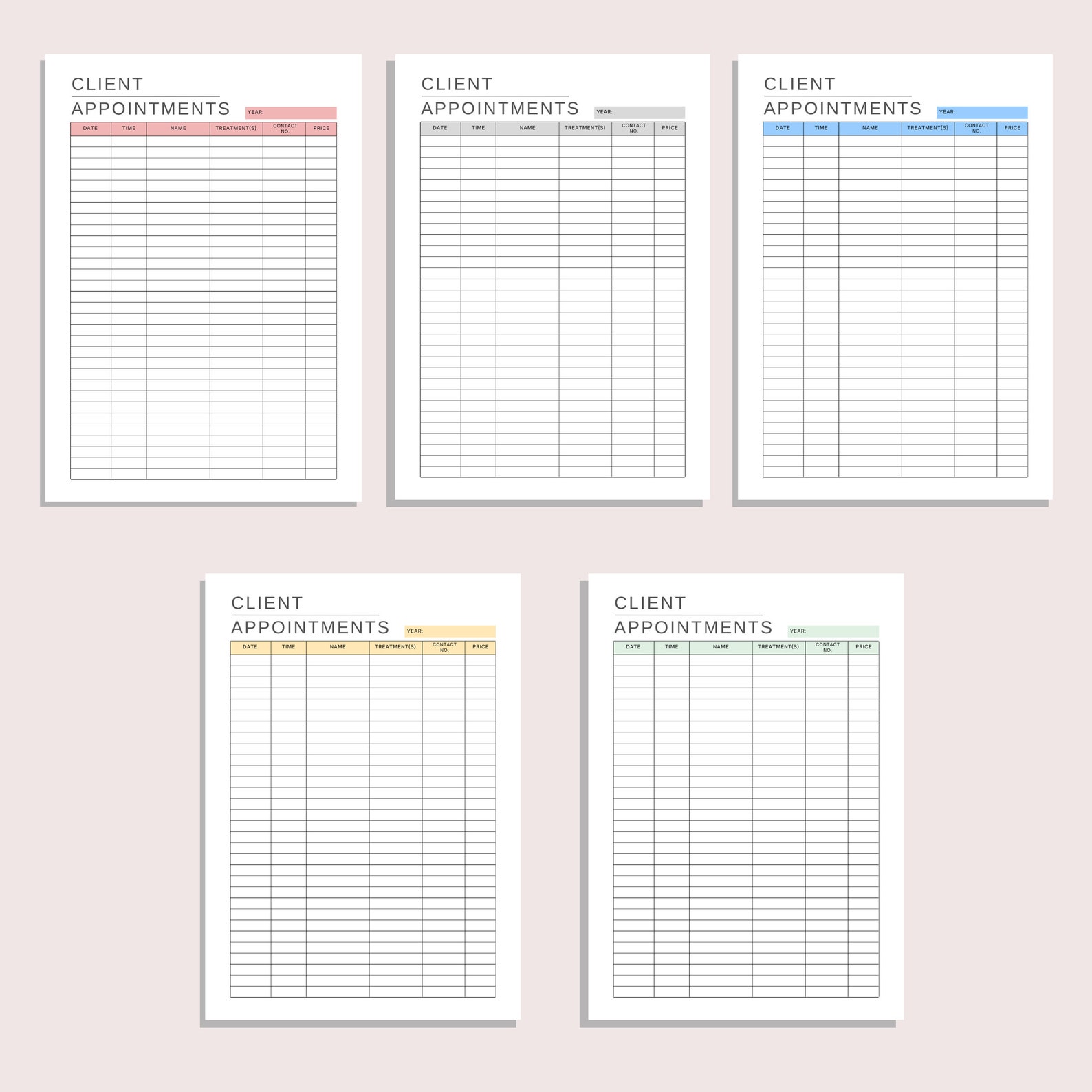 Client Appointments | Printable Appointment Tracker | Meeting Log ...