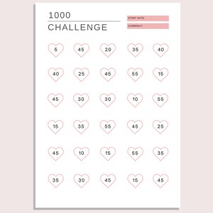 1000 Savings Challenge | Savings Tracker | Printable Saving Goal | Fund ...