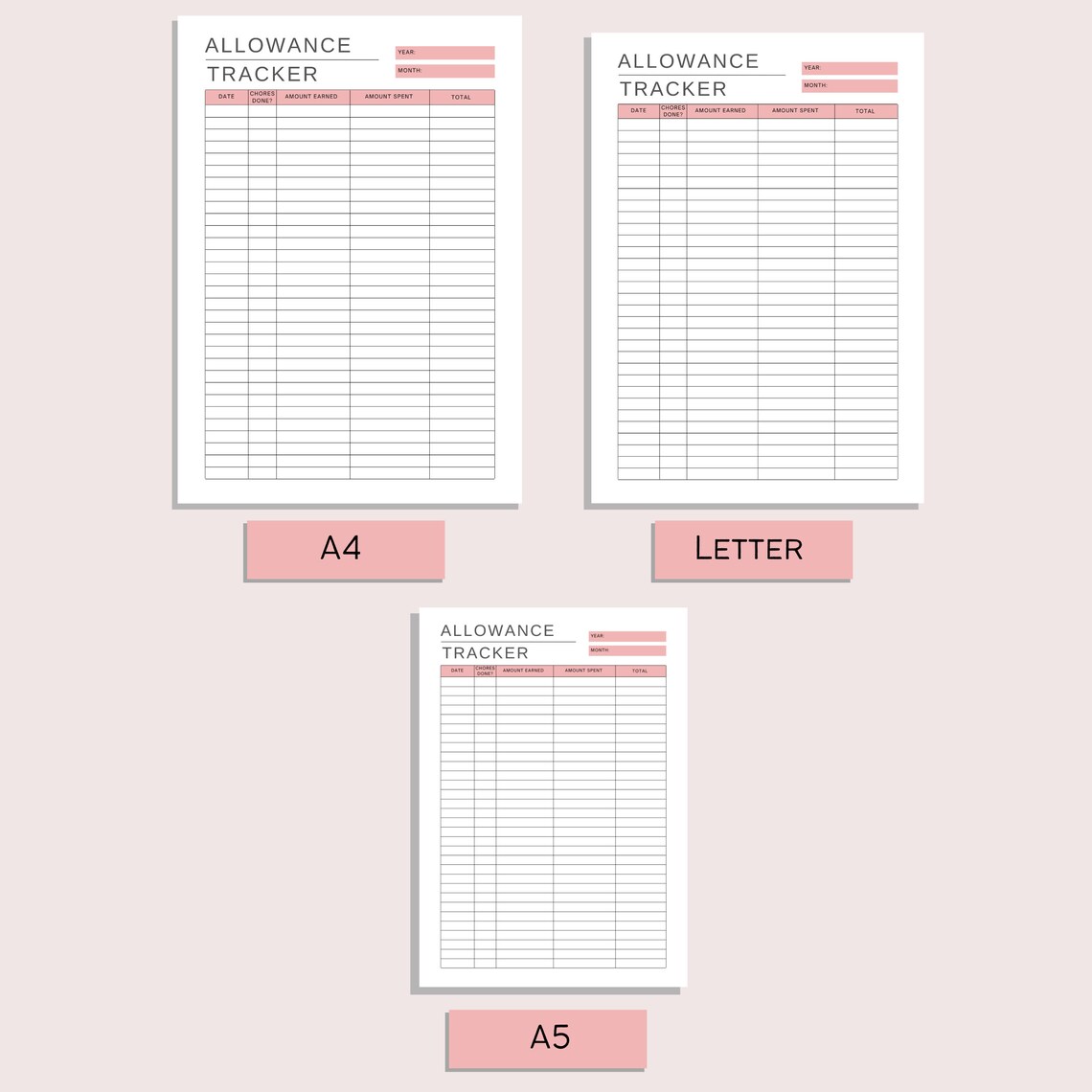 Allowance Tracker | Kids Chore List | Childrens Pocket Money Log ...