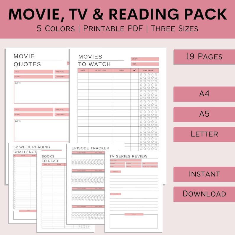 Movie Tracker Printable | TV Series Journal | Television and Film ...