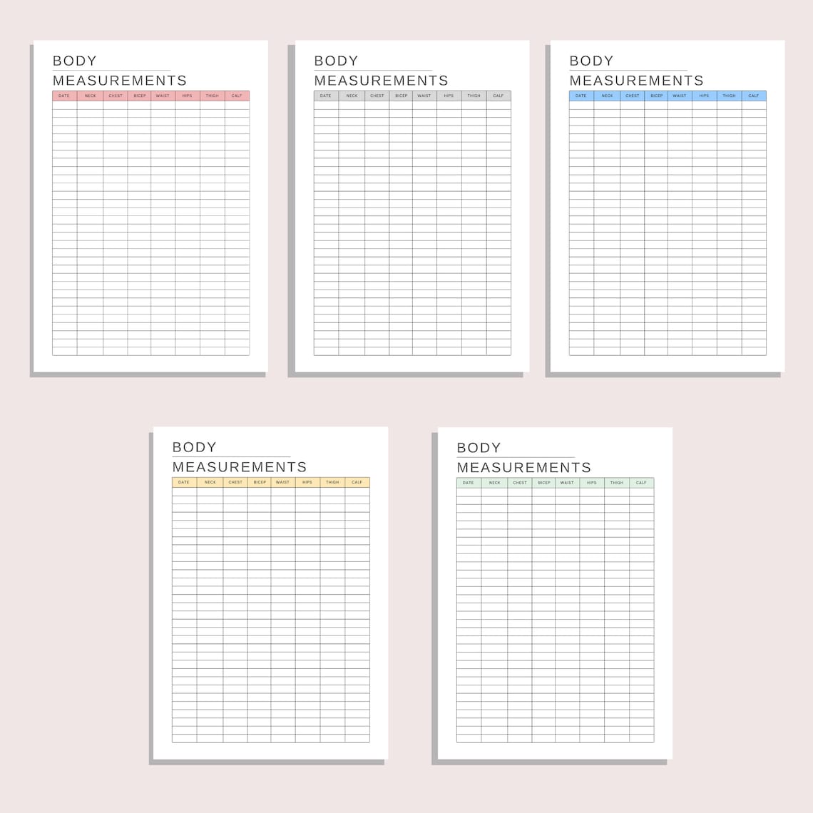 Body Measurement Tracker | Printable Body Progress | Weight Loss ...