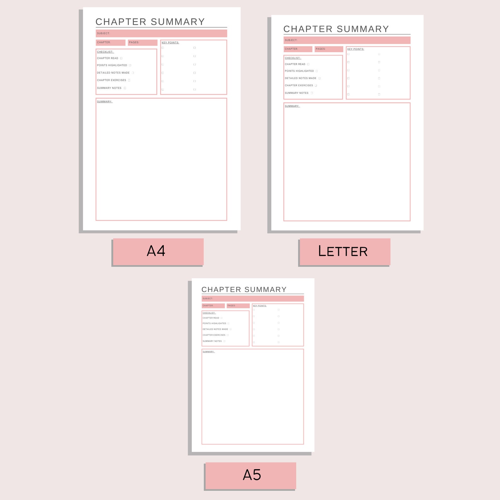 Chapter Summary | Printable Note Taking Sheet | College Reading Planner ...