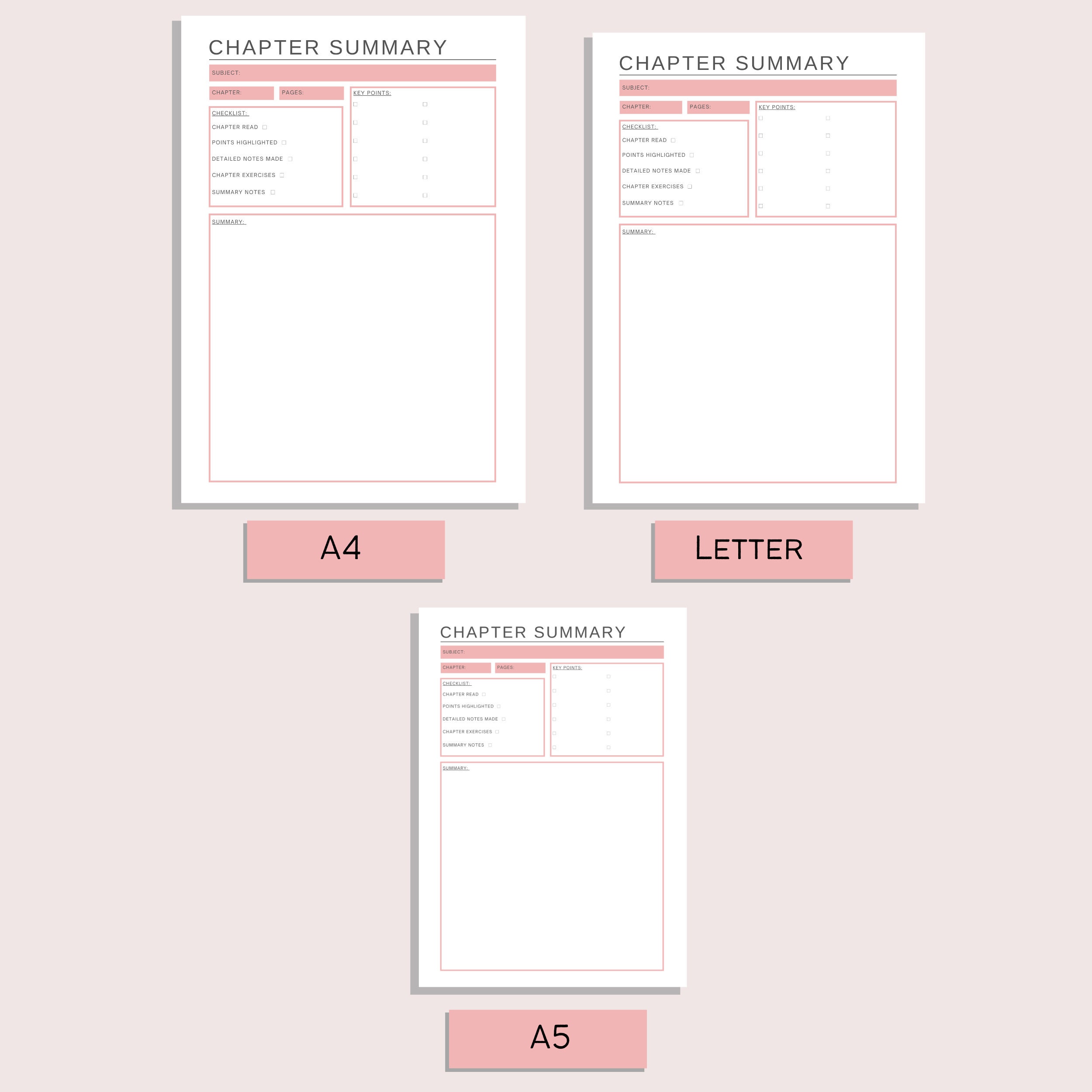 Chapter Summary | Printable Note Taking Sheet | College Reading Planner ...