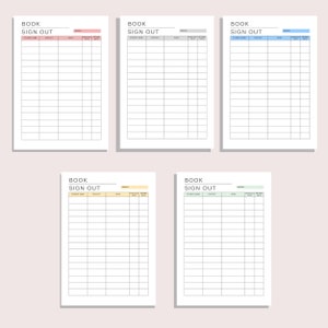 Library Book Sign Out Sheet | School Book Tracker | College Sign Out ...