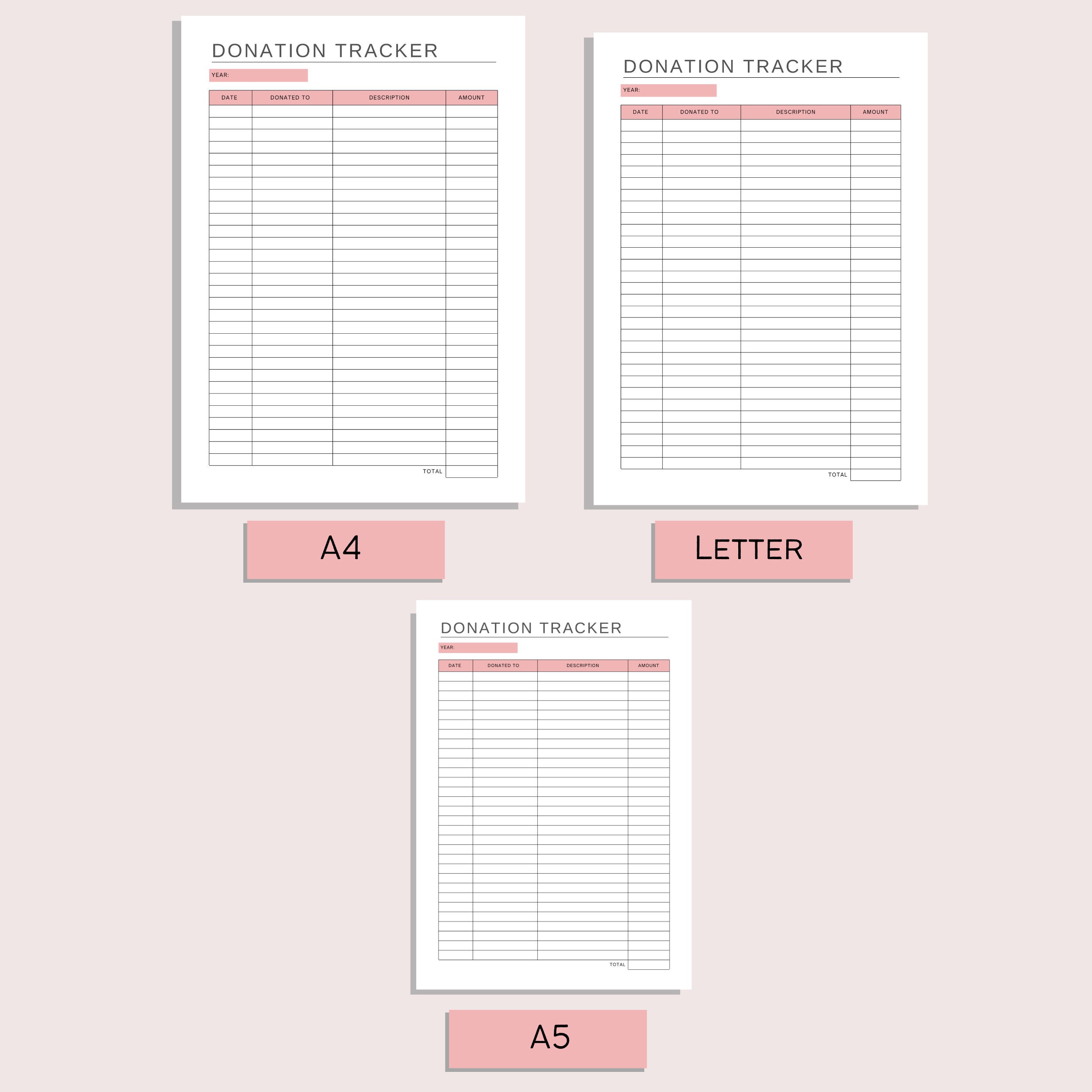 Donation Tracker | Printable Tithe Log | Charitable Donations Track ...