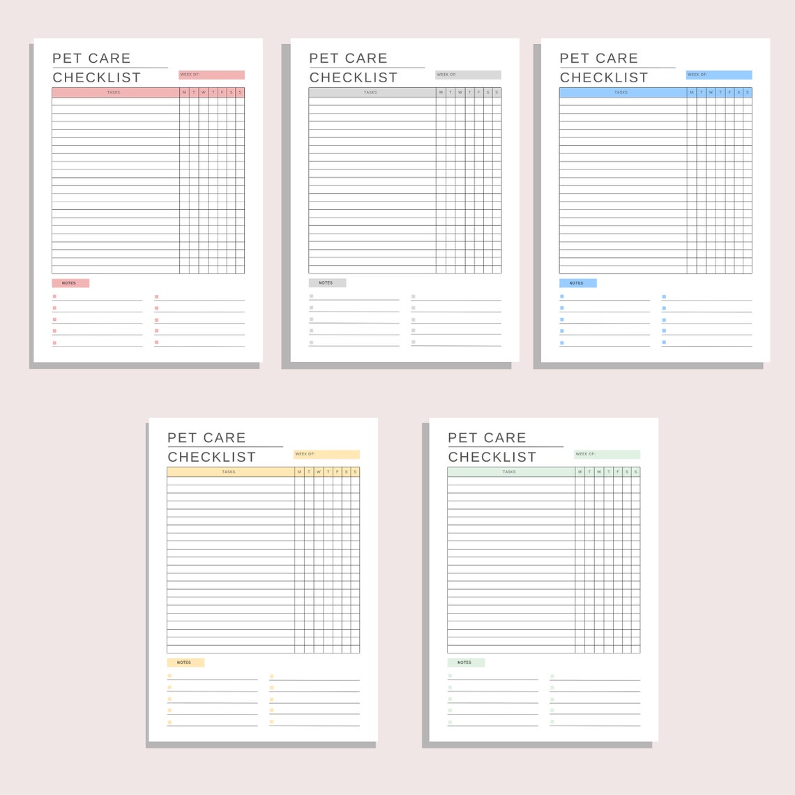 Pet Care Checklist | Daily Care for Animals | Printable Weekly Tracker ...