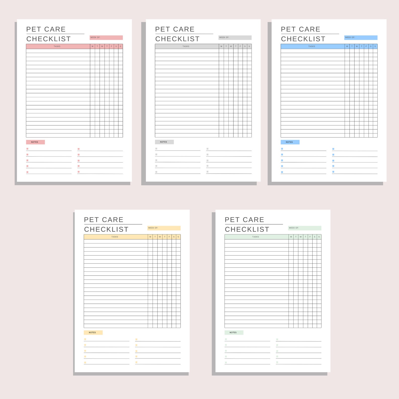 Pet Care Checklist | Daily Care for Animals | Printable Weekly Tracker ...