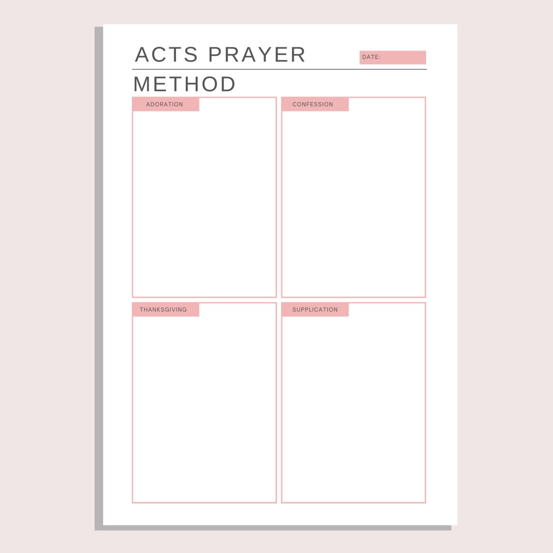 ACTS Prayer Method Printable | Bible Study Sheet | Faith Planner ...