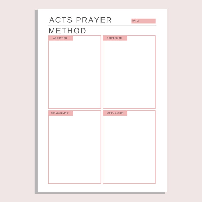 ACTS Prayer Method Printable | Bible Study Sheet | Faith Planner | Prayer Journal | Daily ...