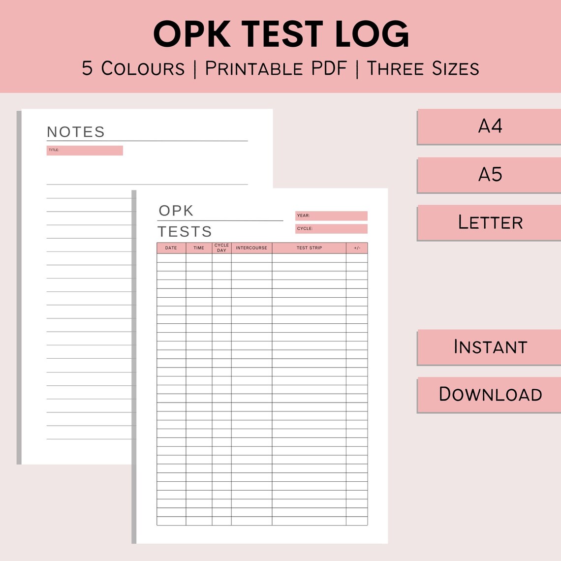 OPK Test Log | Ovulation Test Strip Sheet | Pregnancy Planner ...