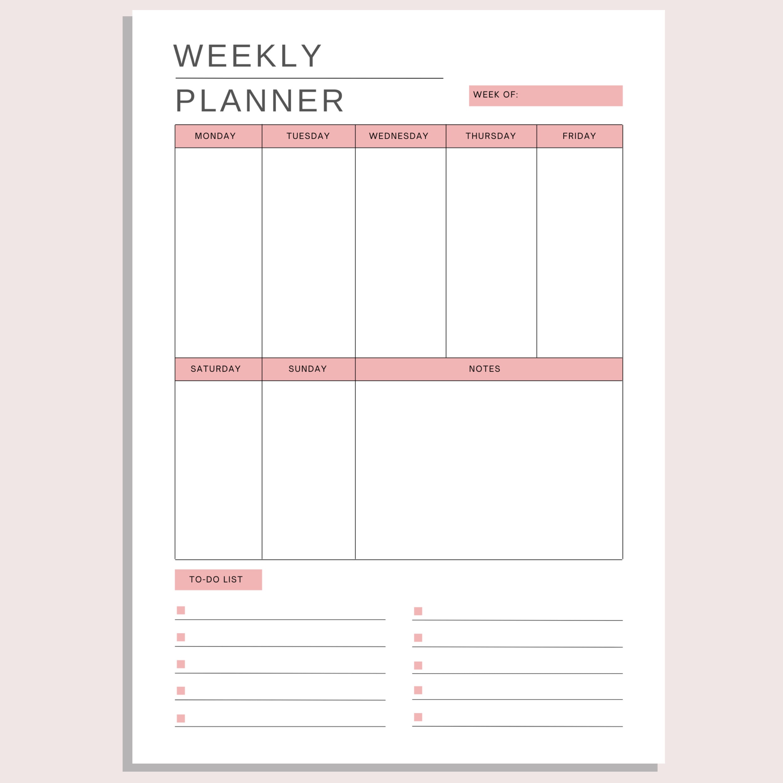 Weekly Planner | Printable Week Organizer | Day Planner | To-do List ...