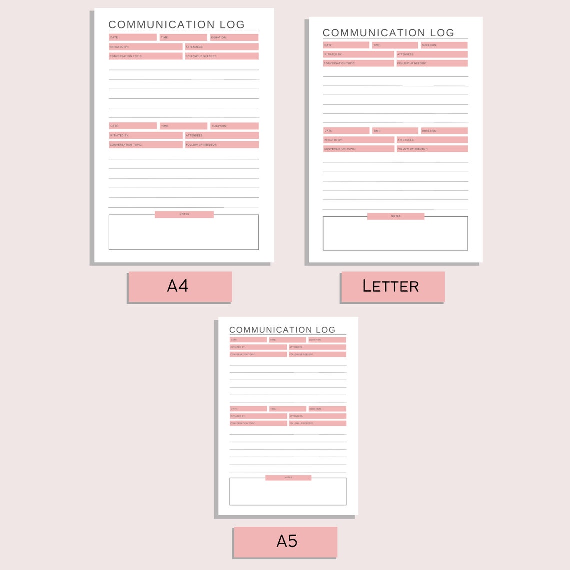 Communication Log | Printable Conversation Record | Team Call ...