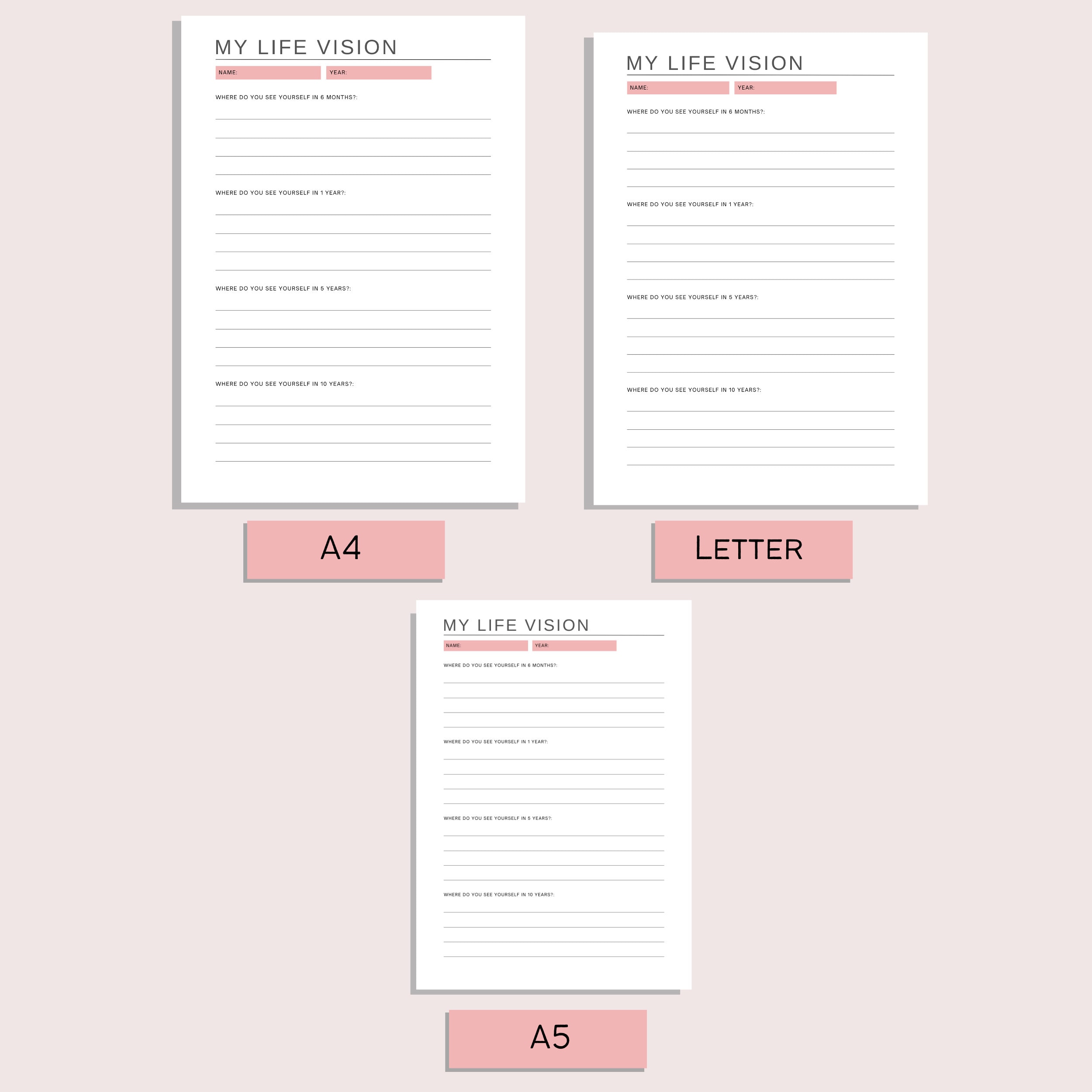 My Life Vision Planner | Future Goals Plan | Dream Life | Minimalist ...