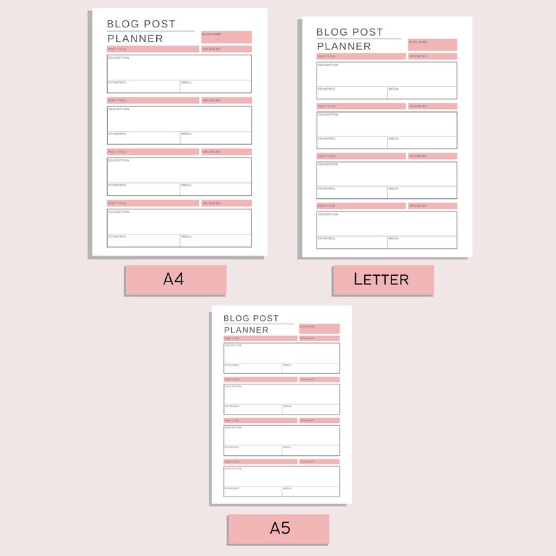 Blog Post Planner | Printable Blog Idea Tracker | Website Post Series ...