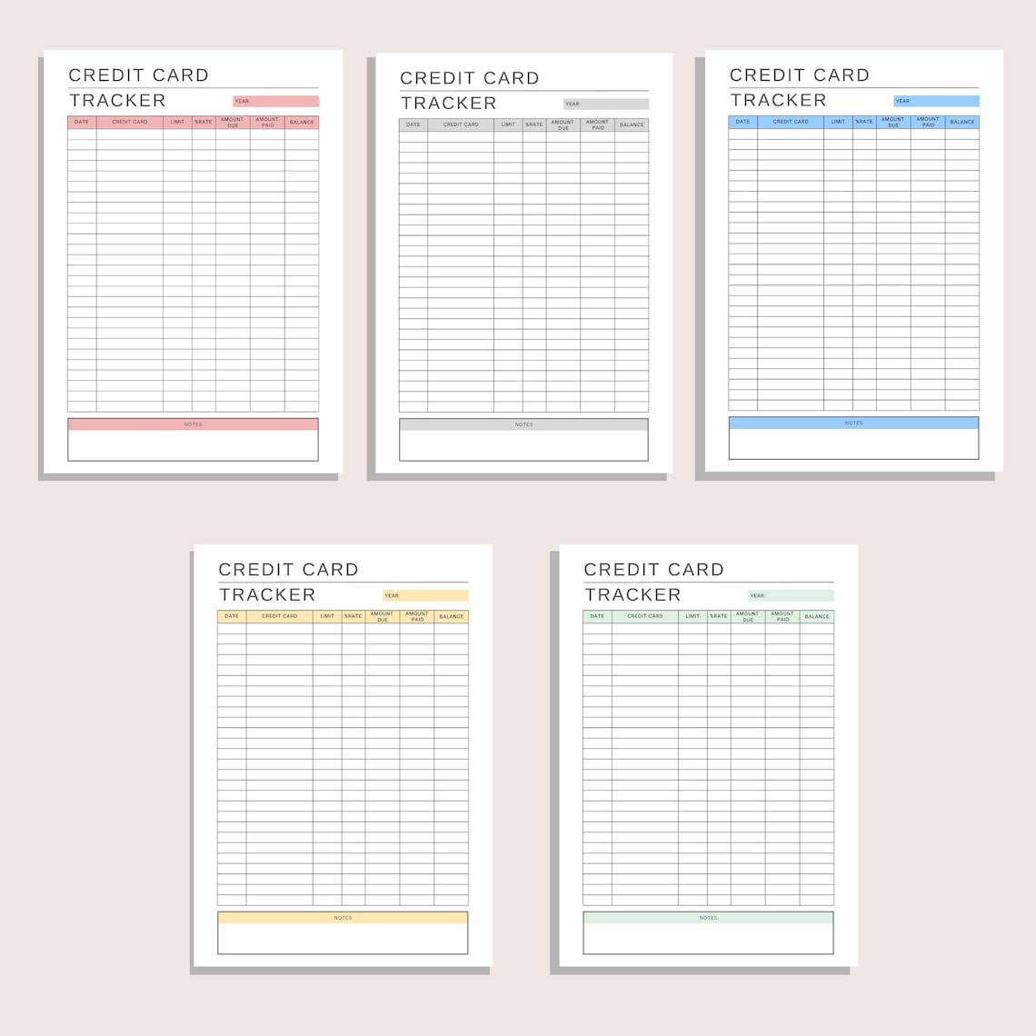 Credit Card Tracker | Printable Credit Card Planner | Financial ...