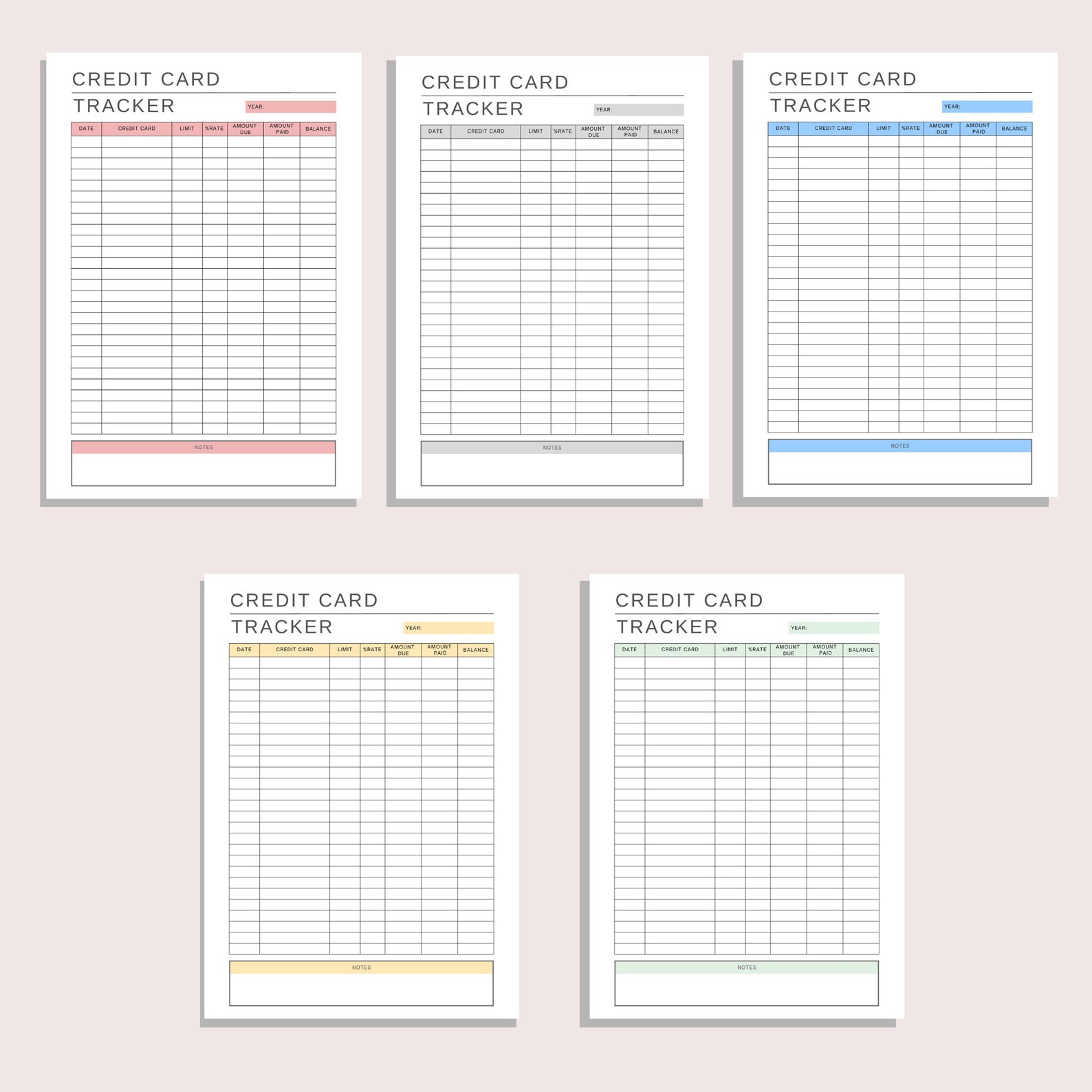 Credit Card Tracker | Printable Credit Card Planner | Financial ...