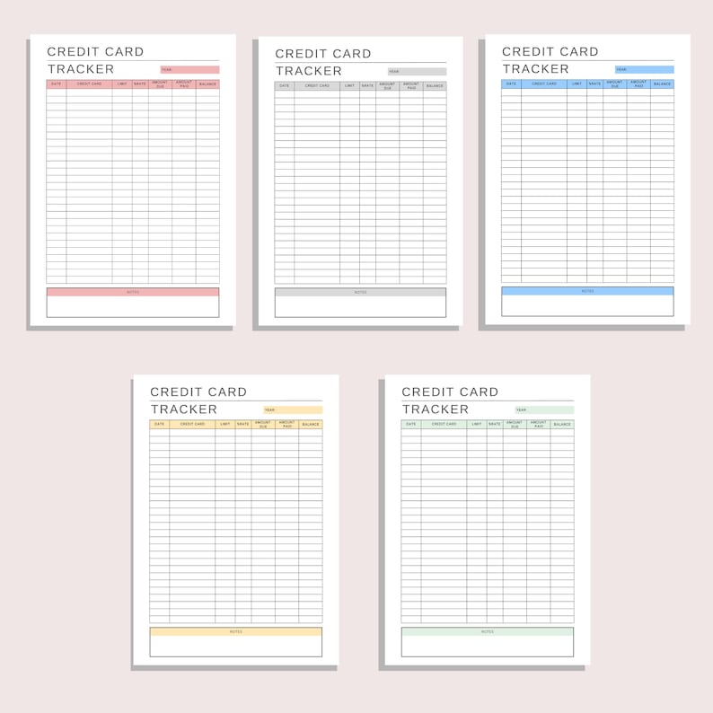 Credit Card Tracker | Printable Credit Card Planner | Financial ...