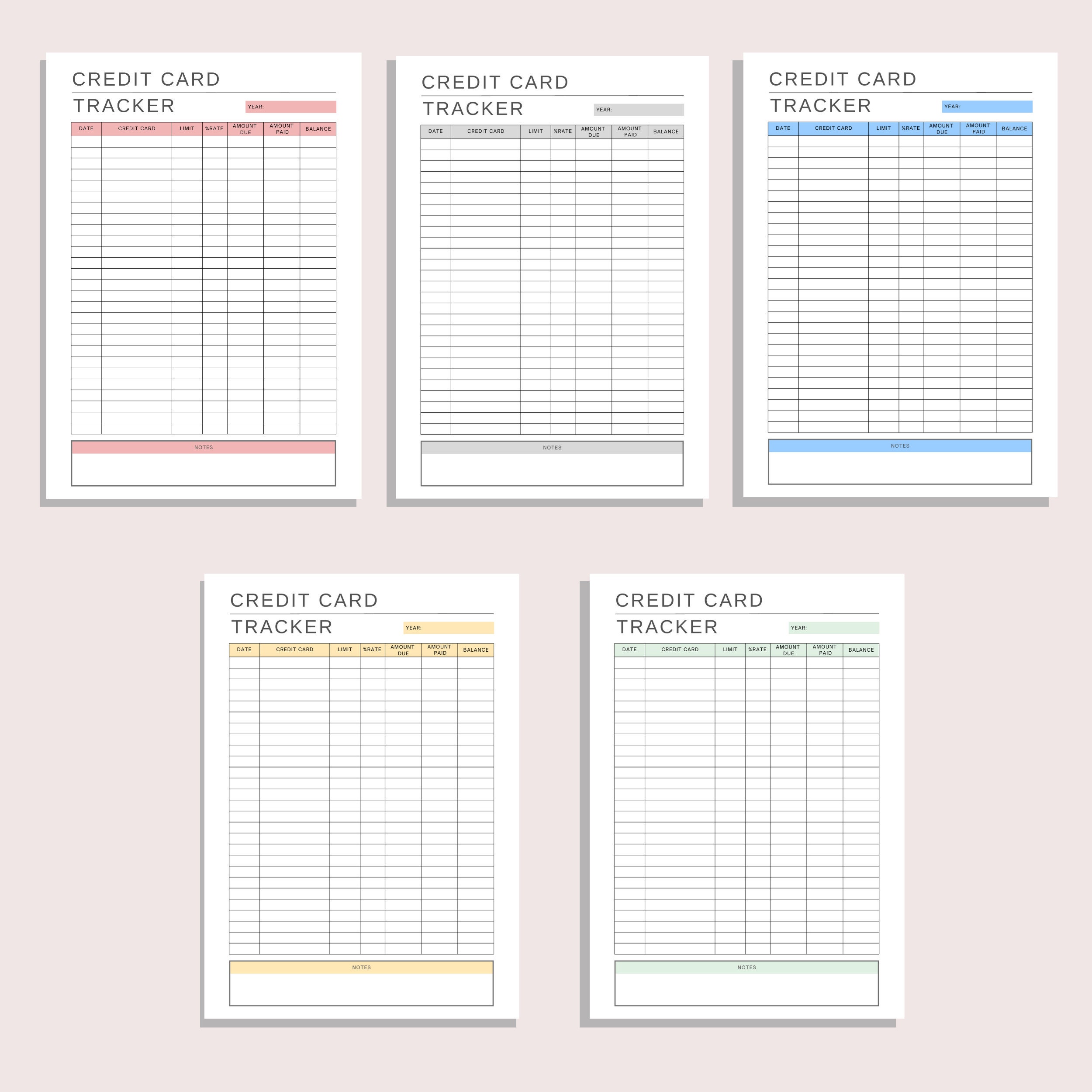 Credit Card Tracker | Printable Credit Card Planner | Financial ...