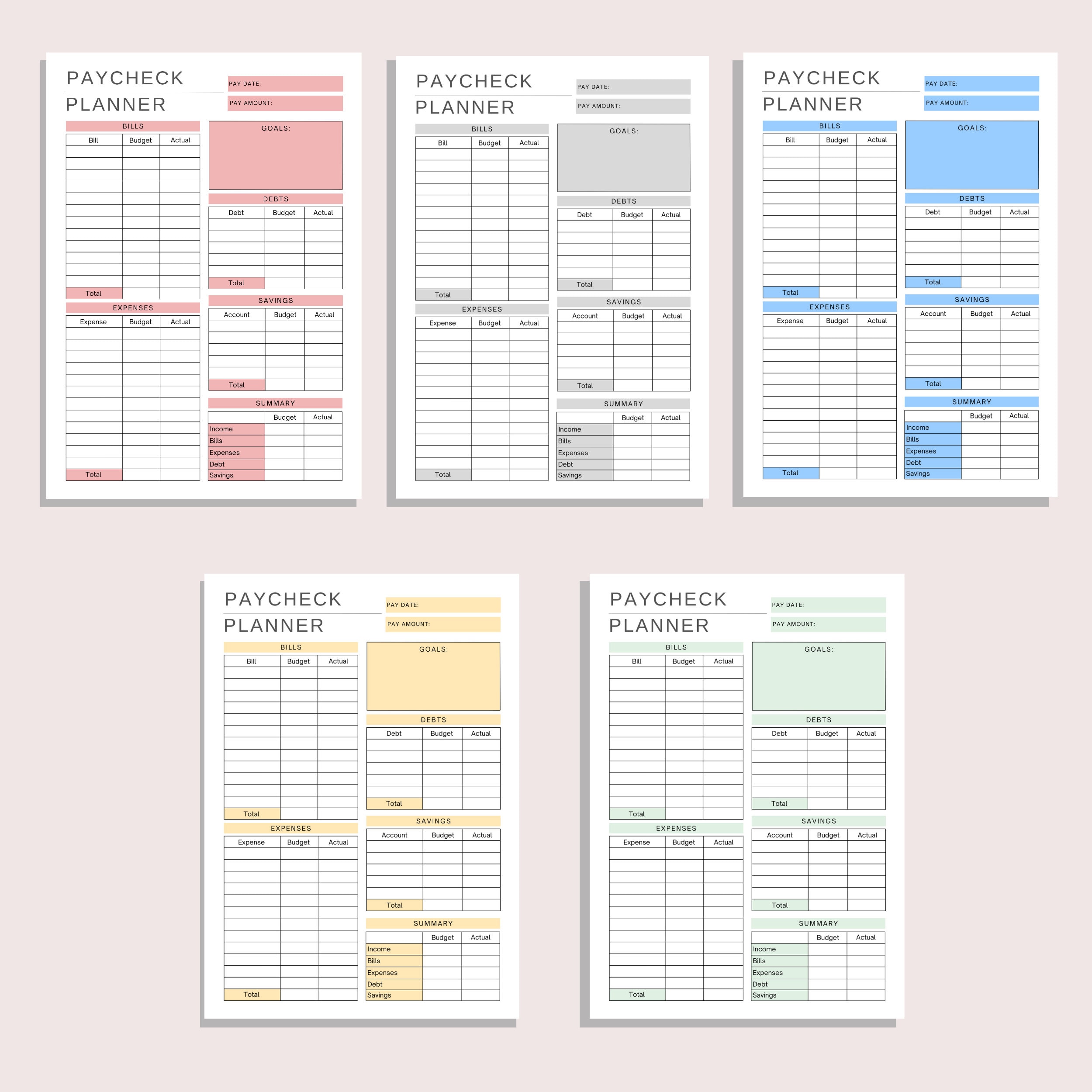 Paycheck Planner Overview, Budget Binder, Printable Paycheck Plan ...