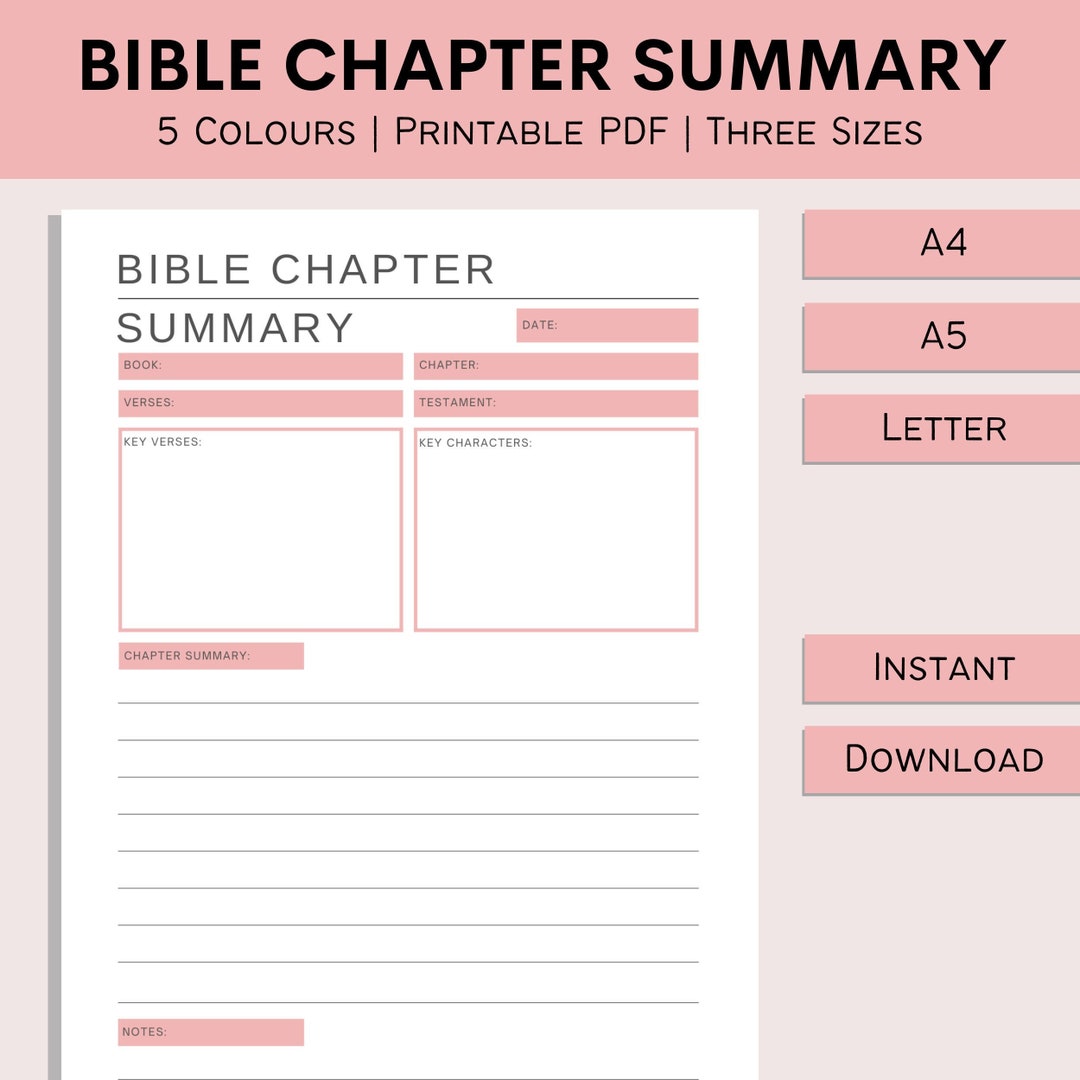 Bible Chapter Summary | Bible Study Journal Sheet | Chapter Pages ...