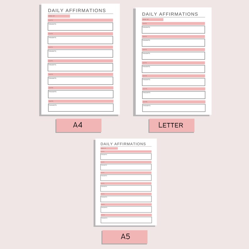 Daily Affirmations Sheet | Printable Positive Quotes | Inspirational ...