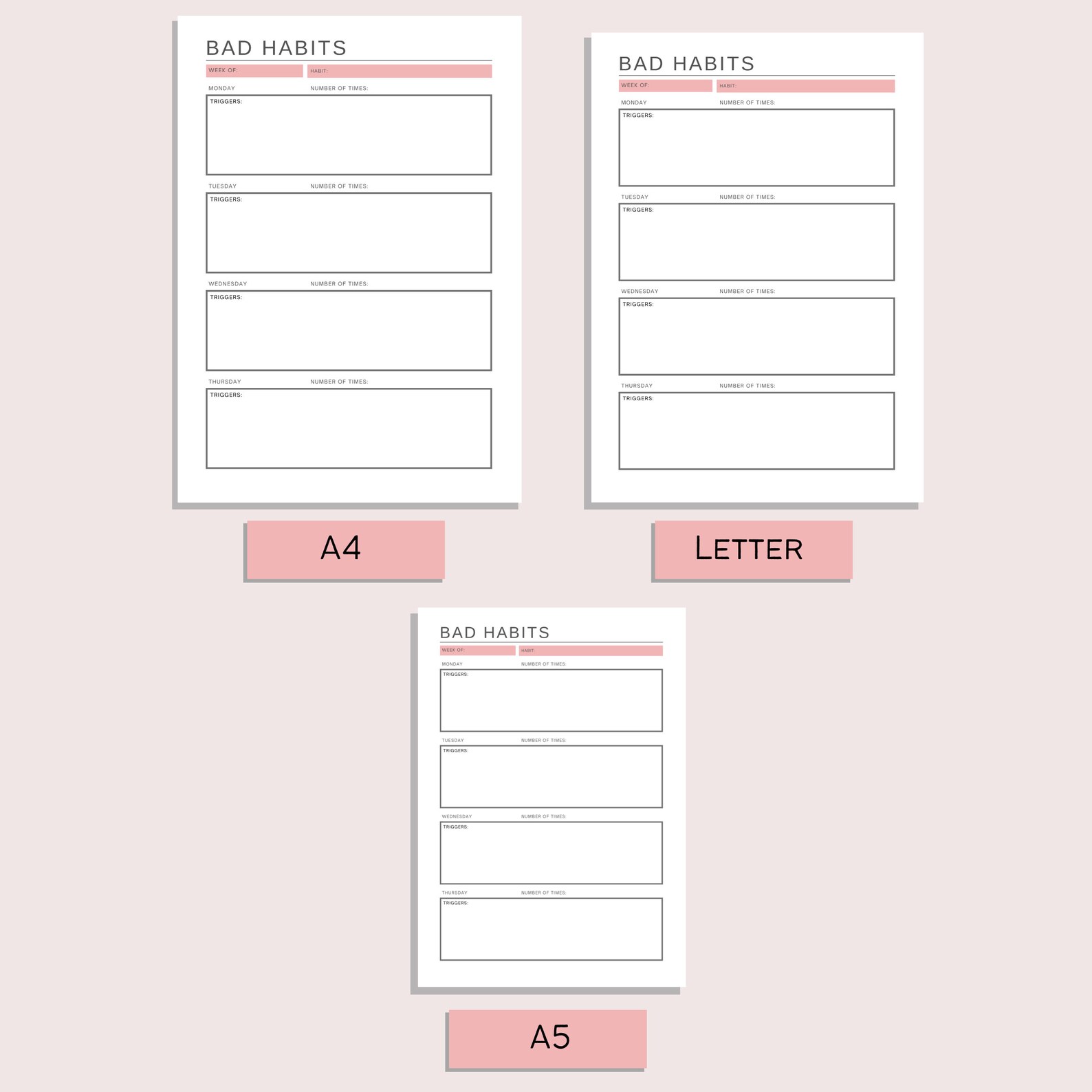 Bad Habit Tracker | Printable Habit Pattern Log | Habit Loop | Daily ...