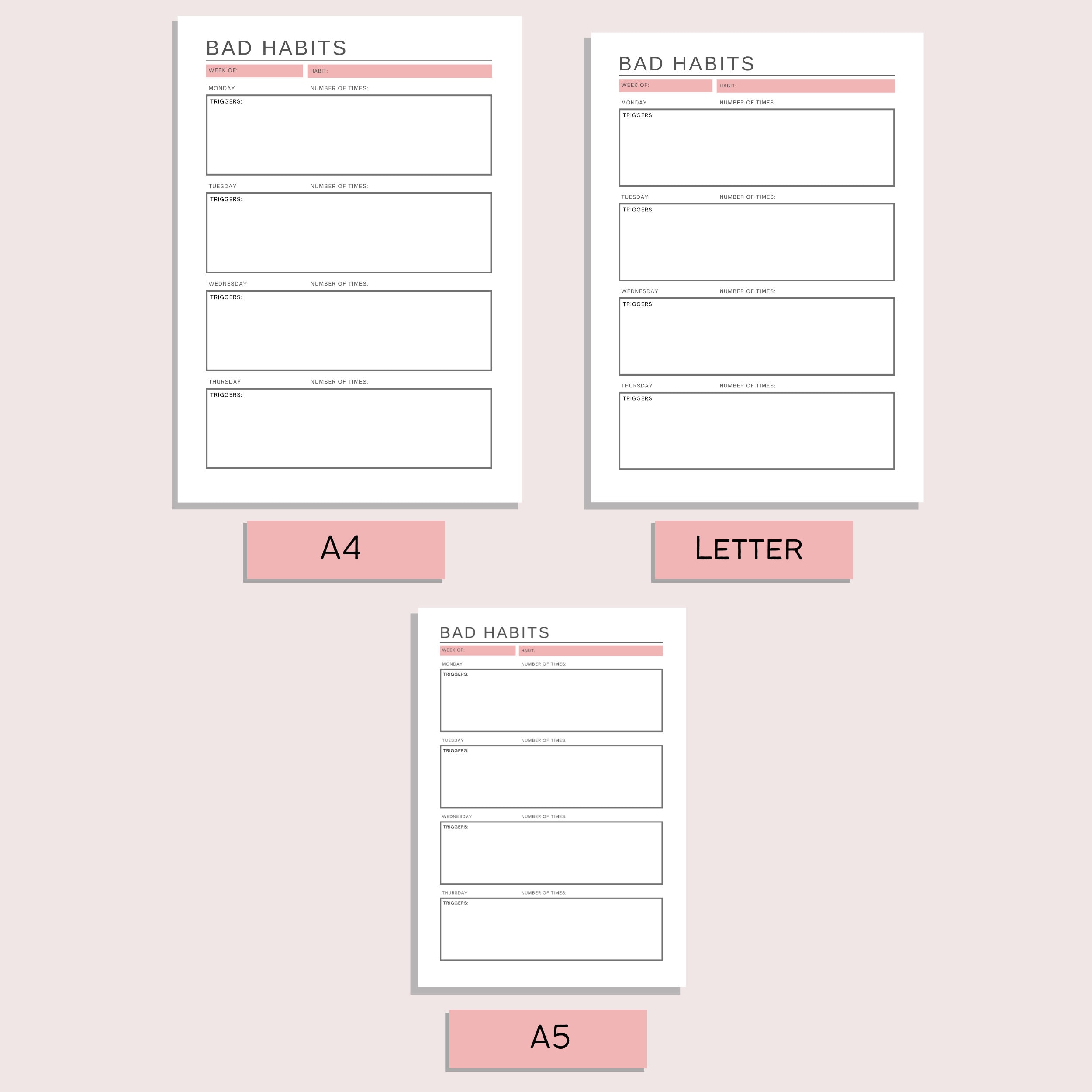 Bad Habit Tracker | Printable Habit Pattern Log | Habit Loop | Daily ...