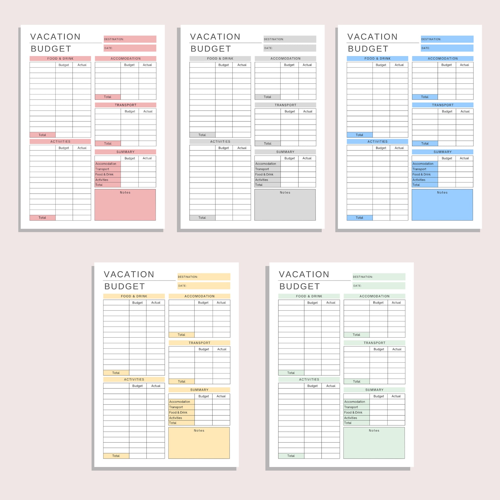 Vacation Budget Planner | Printable Holiday Spreadsheet | Budget Log ...