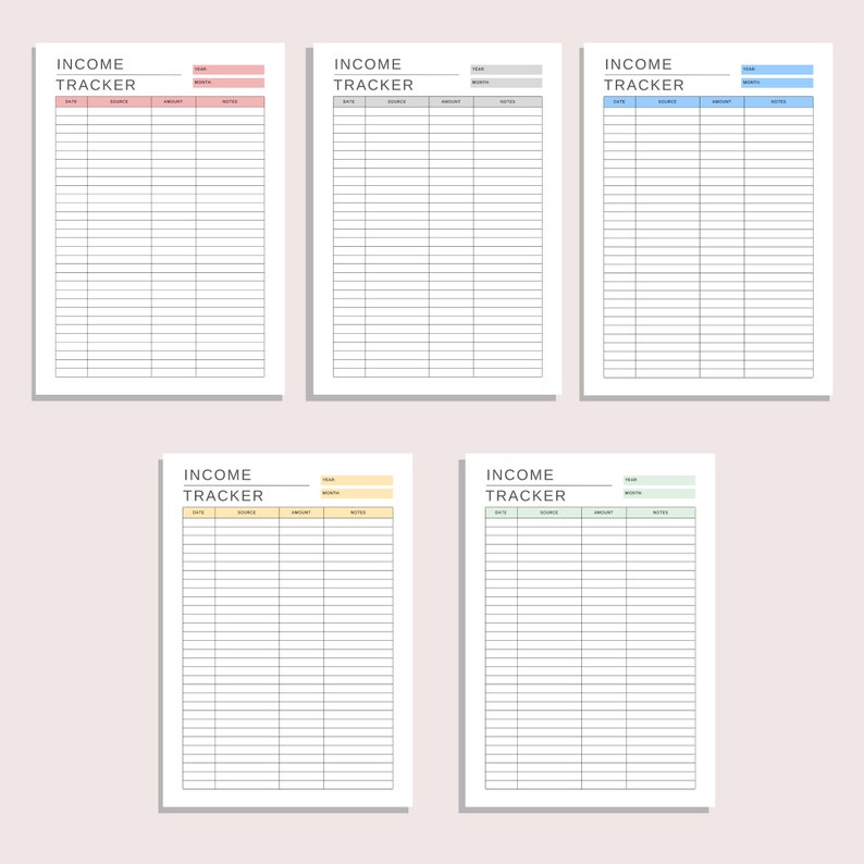 Income Tracker | Printable Income Log | Monthly Money Tracker | Wage ...