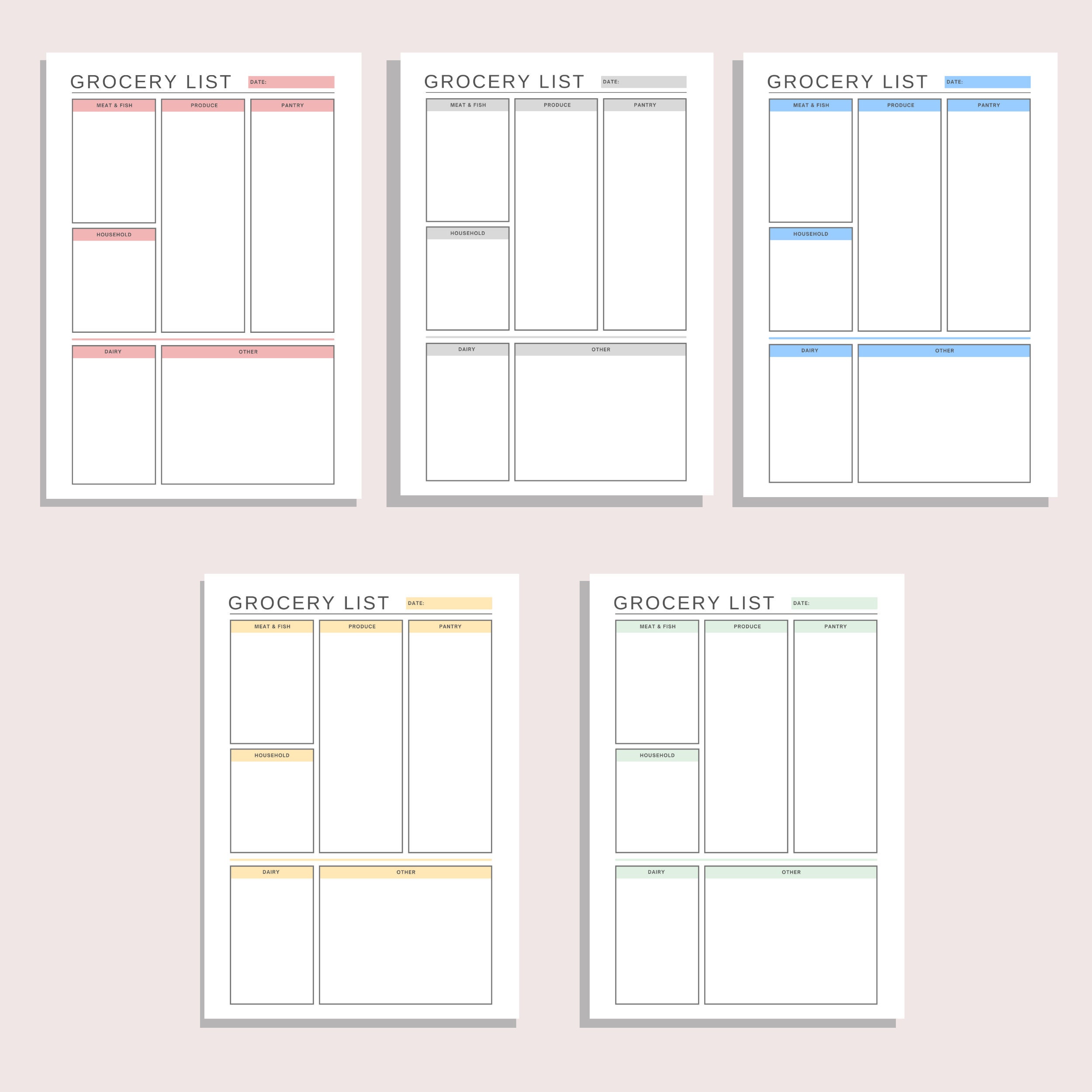 Grocery List Printable | Food Shopping Checklist | Weekly Groceries ...