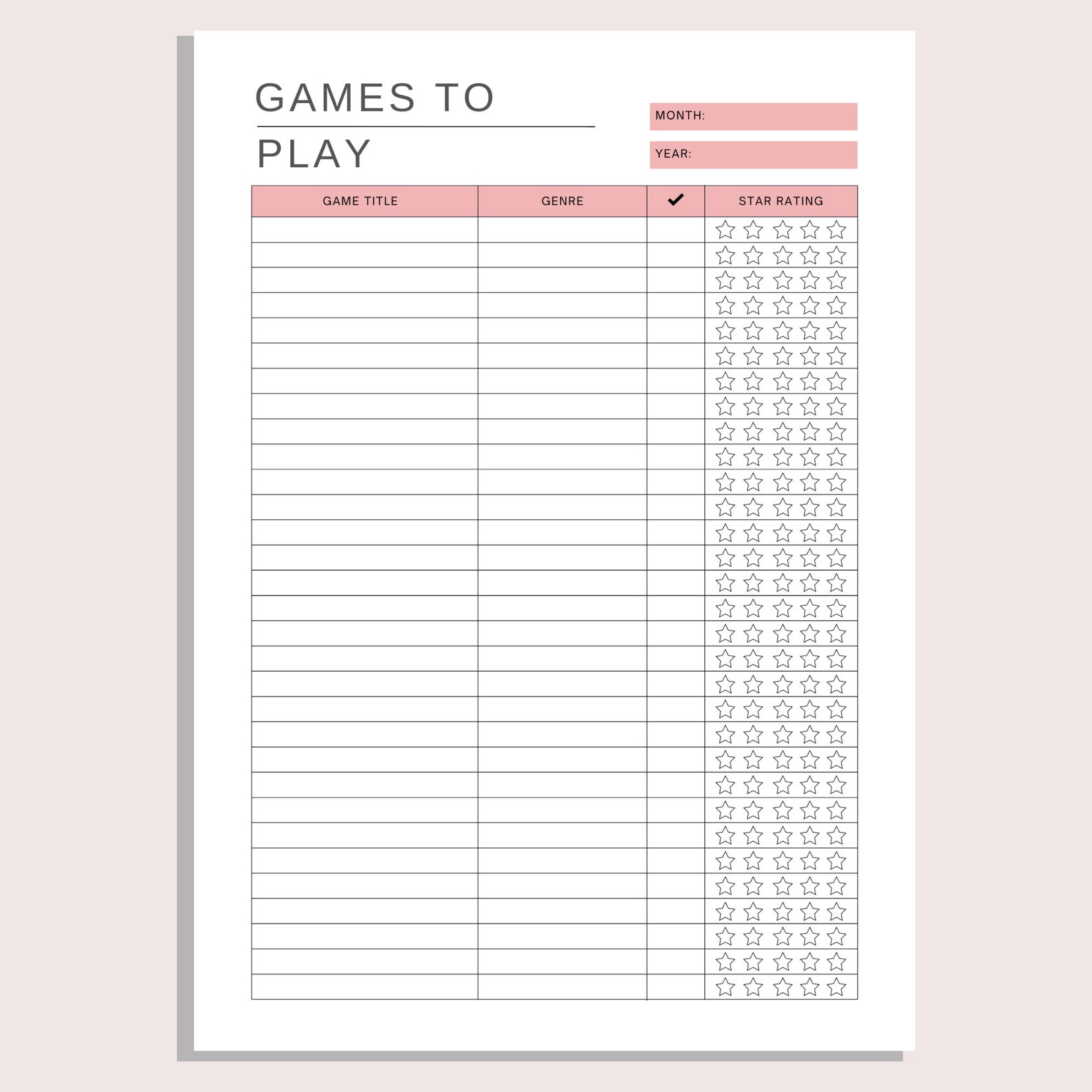 Games to Play Tracker | Video Game Journal | Gamer Log | Board Games ...