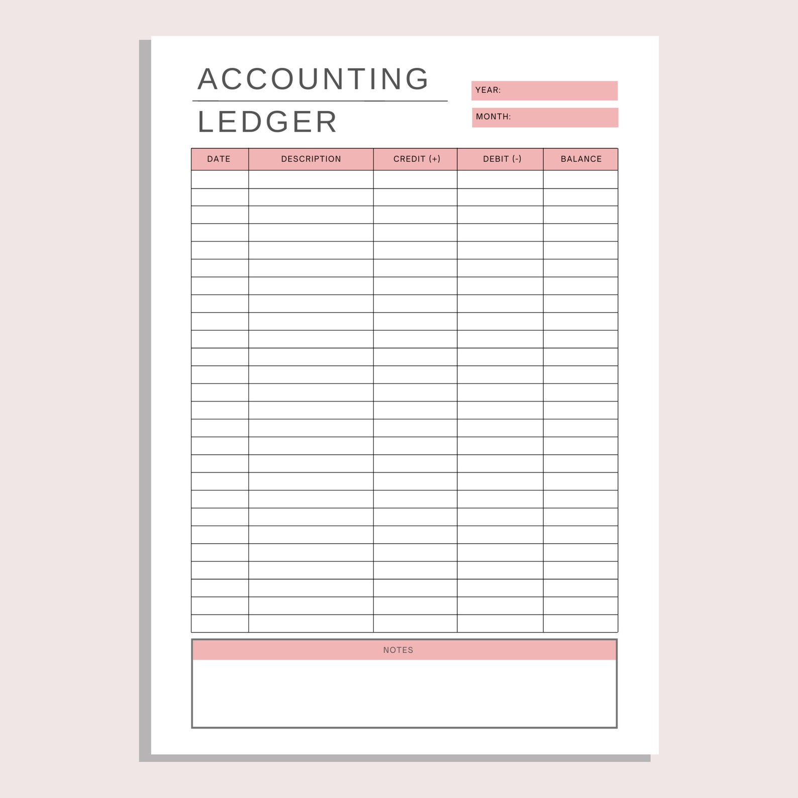 Printable Accounting Ledger | Bookkeeping Template | Small Business ...
