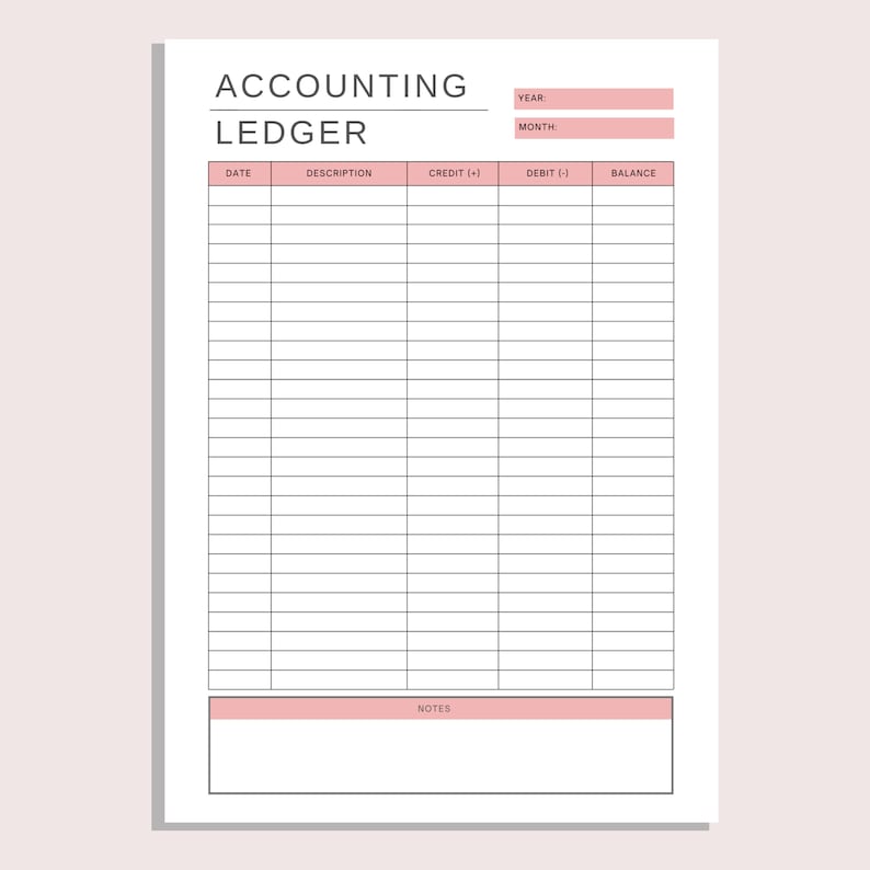 Printable Accounting Ledger | Bookkeeping Template | Small Business ...