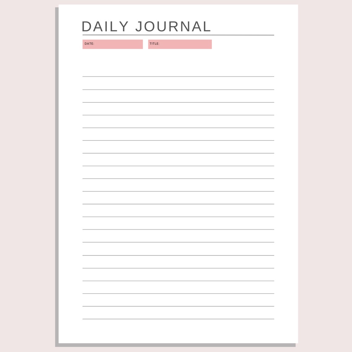 Daily Journal Daily Gratitude Book Self Care Journal Printable Journal ...