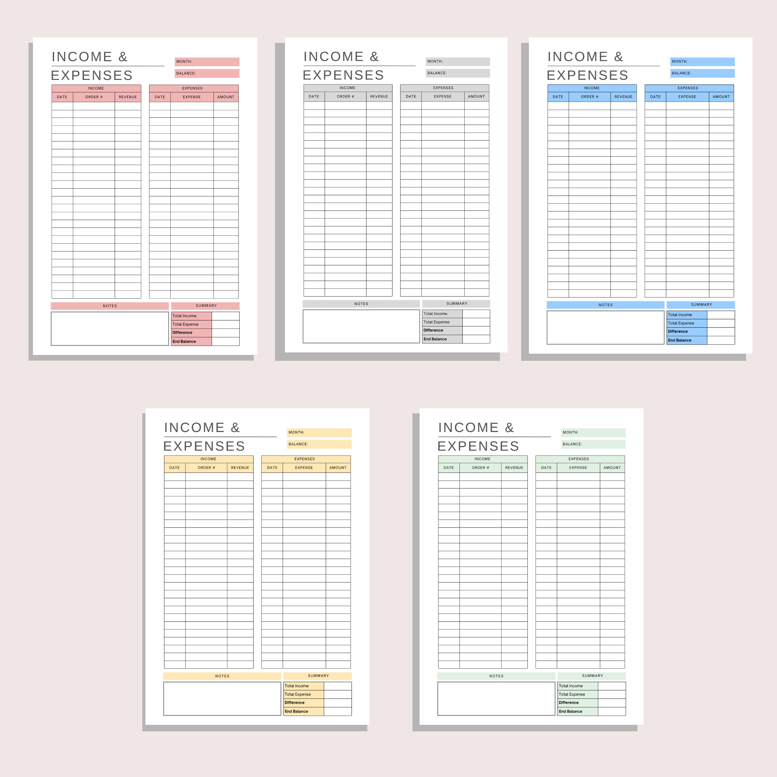 Income & Expense Tracker | Small Business Expense Log | Business ...