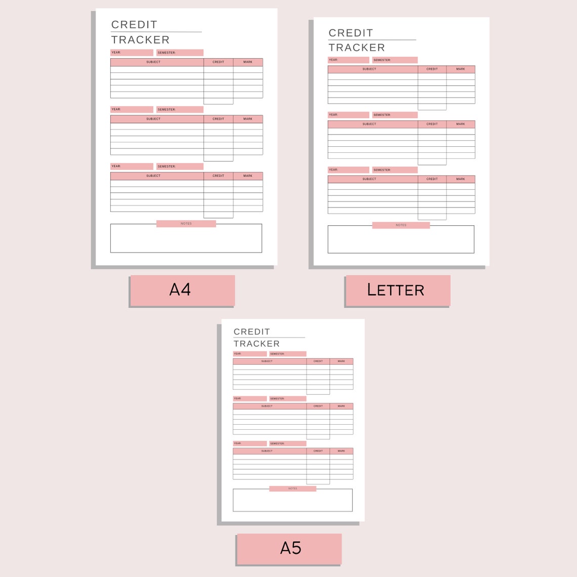 Credit Tracker | Printable Student Credit Log | College Class Track ...