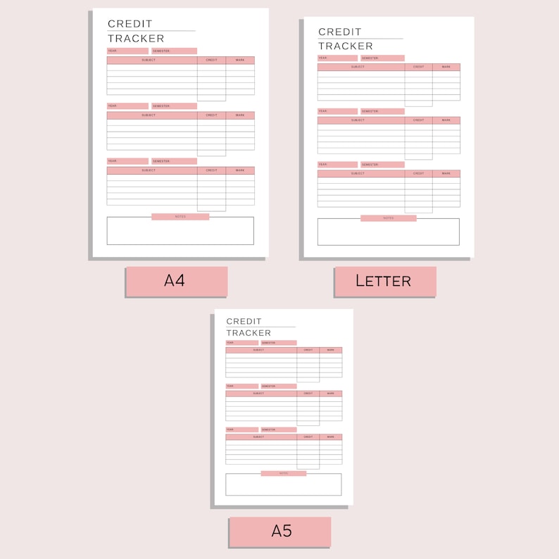Credit Tracker | Printable Student Credit Log | College Class Track ...